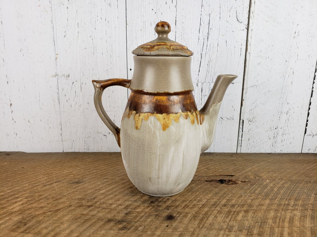 Vintage Lava Drip Pottery Coffee Pot Laurentienne Stoneware Teapot ...