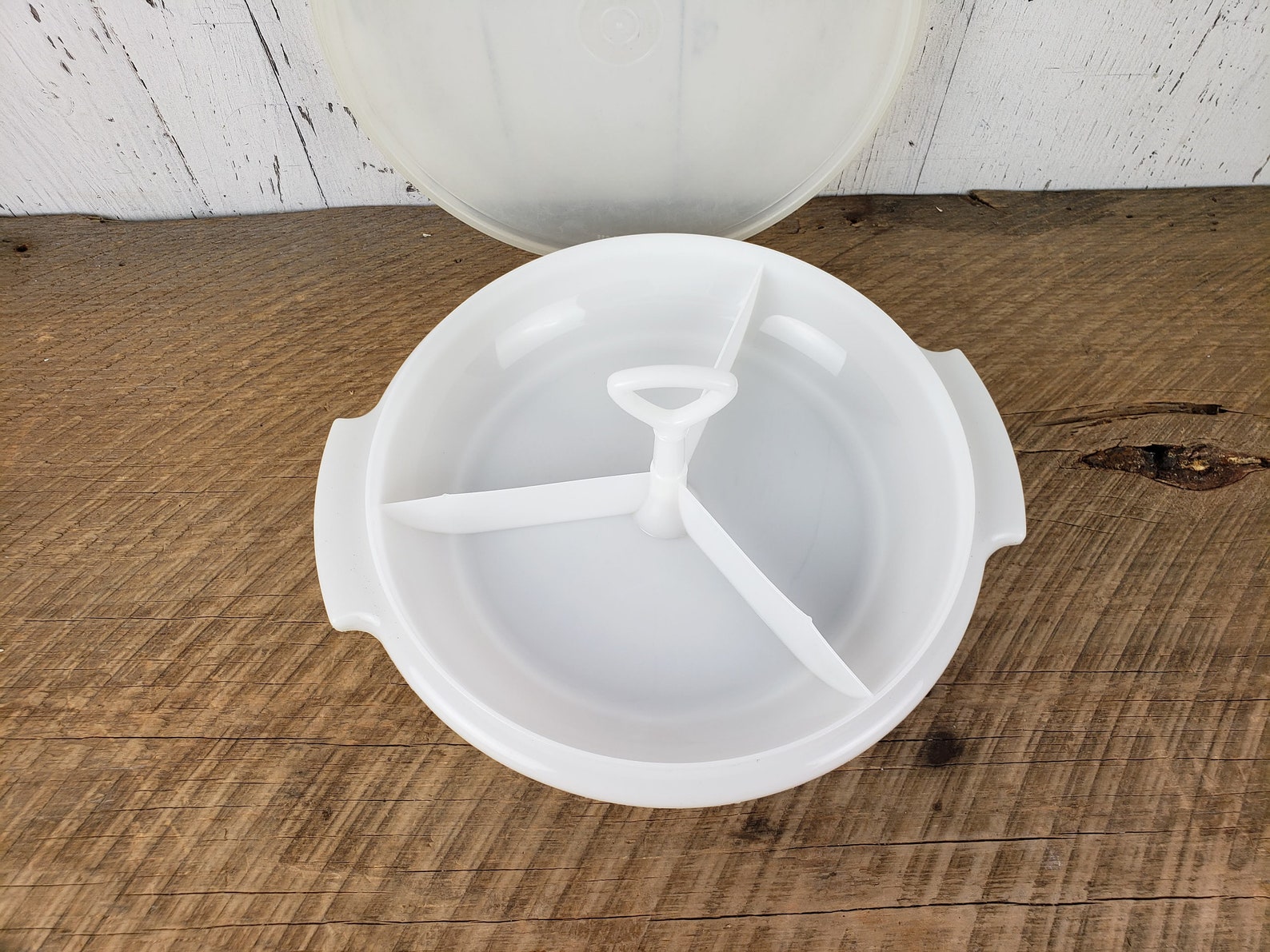 Vintage Tupperware Party Platter White Divided Sections Round | Etsy