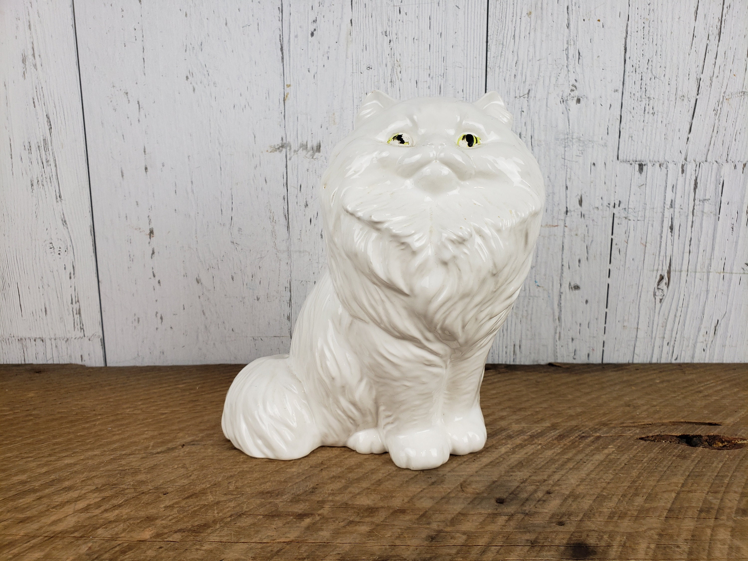 Vintage White Cat Statue 7.5 High Kitten Statuette | Etsy