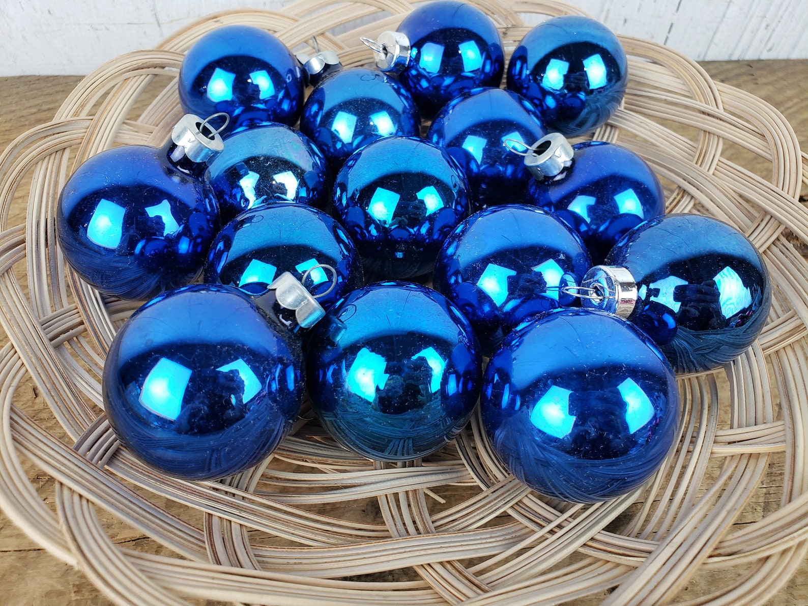 Vintage Set of 15 Cobalt Blue Round Ball Ornaments Christmas - Etsy UK