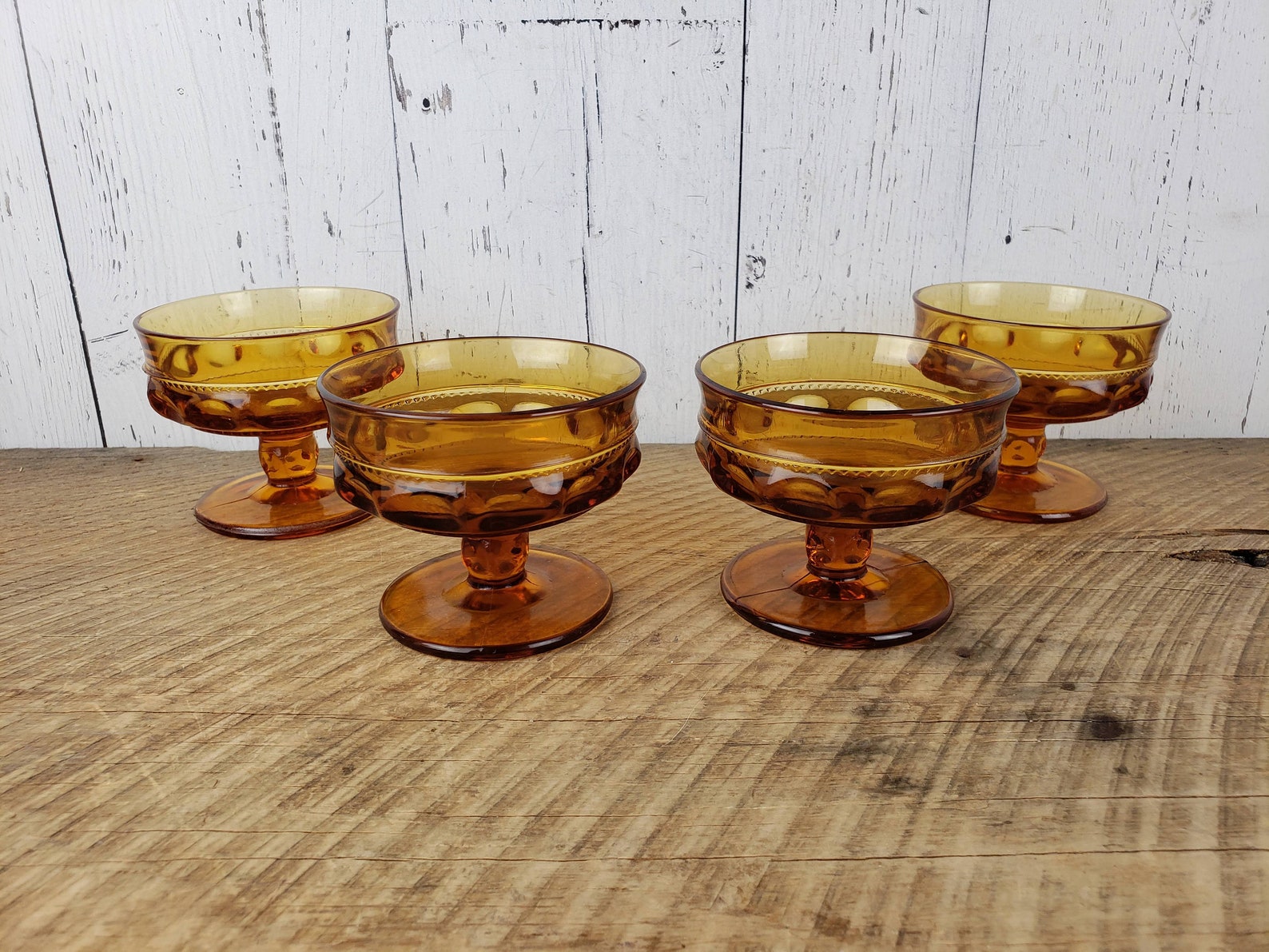 Vintage Set of 4 Amber Dessert Cups 5 OZ Indiana Glass Amber - Etsy