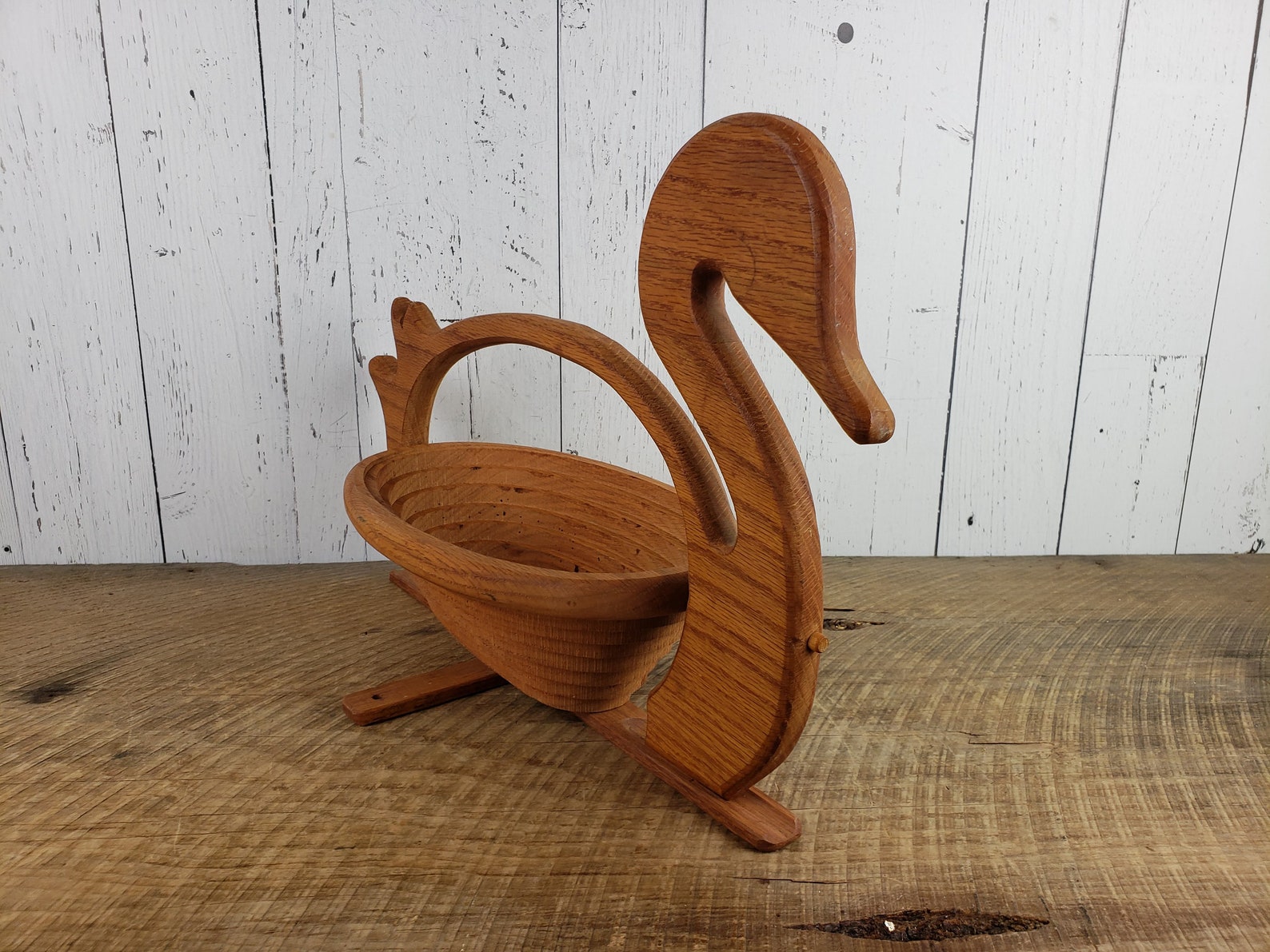 Vintage Collapsible Goose Fold Out Bowl Wooden Duck Swan - Etsy