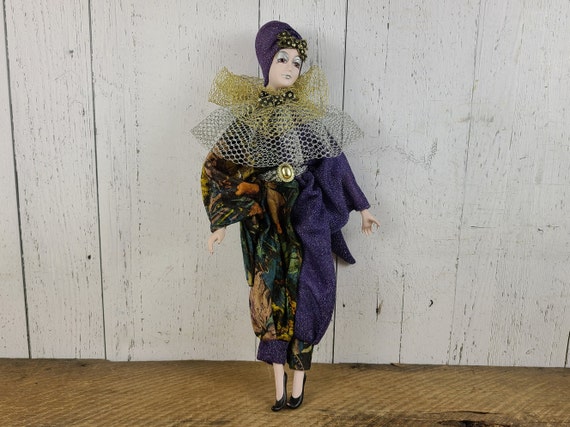 Vintage Pierrot Mime Doll 17 High Statue Black Purple - Etsy