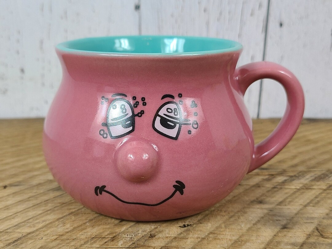 Vintage Funny Face Mug Drunk Happy Face Novelty Coffee Cup Protruding ...