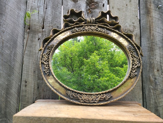 Vintage Rococo Baroque Style Mirror 19x20 Oval W/ Bow Ornate & | Etsy