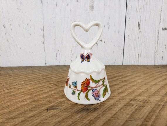 Vintage Wildflower & Butterfly Bell W/ Heart Handle Porcelain | Etsy
