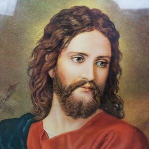 Antique 1930 Jesus at 30 Portrait Framed Print W/ Glass Religious ...