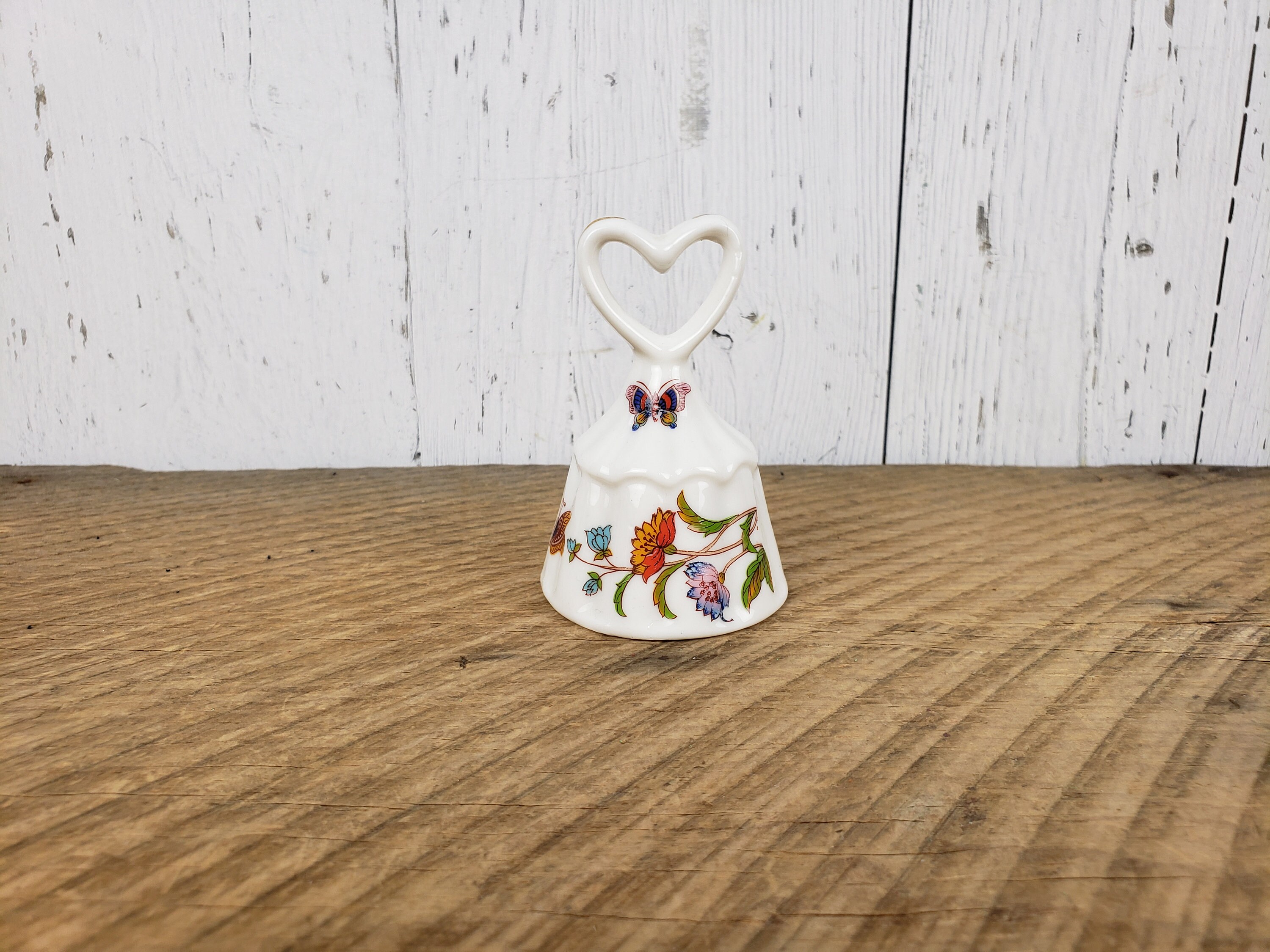 Vintage Wildflower & Butterfly Bell w/ Heart Handle Porcelain | Etsy