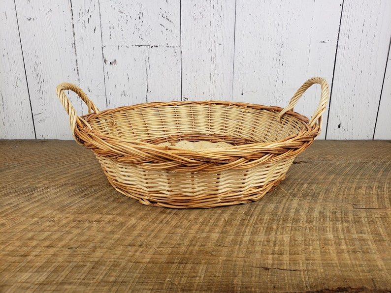 Vintage Rustic Rattan Basket 3 High X 14 Wide | Etsy