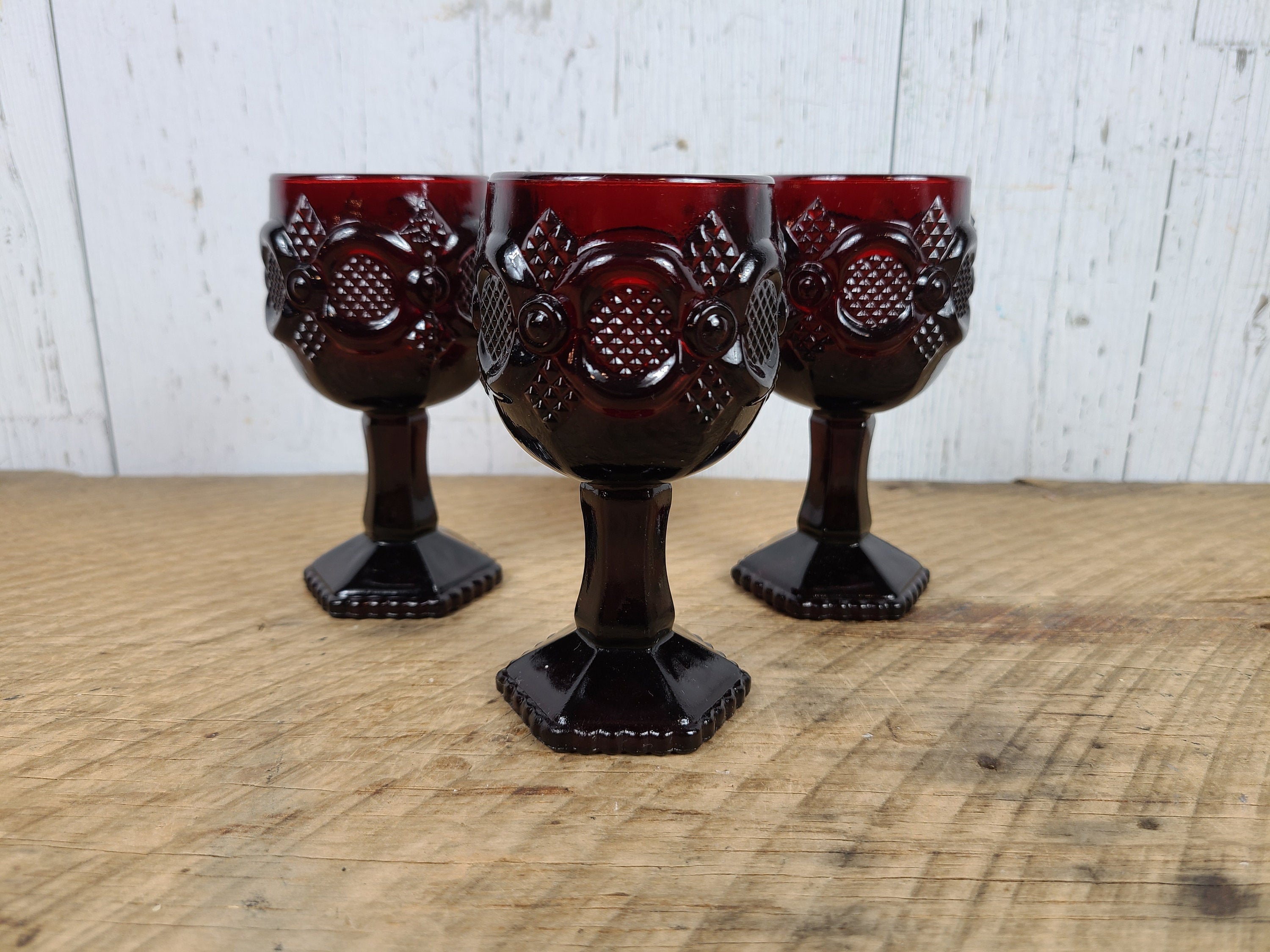 Vintage Set of 3 Avon Ruby Red Glass Goblets 4.5 High | Etsy