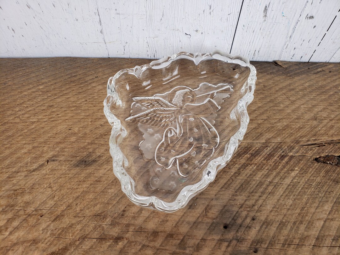 Vintage Angel Playing Trumpet Candy Dish Frosted Glass - Etsy