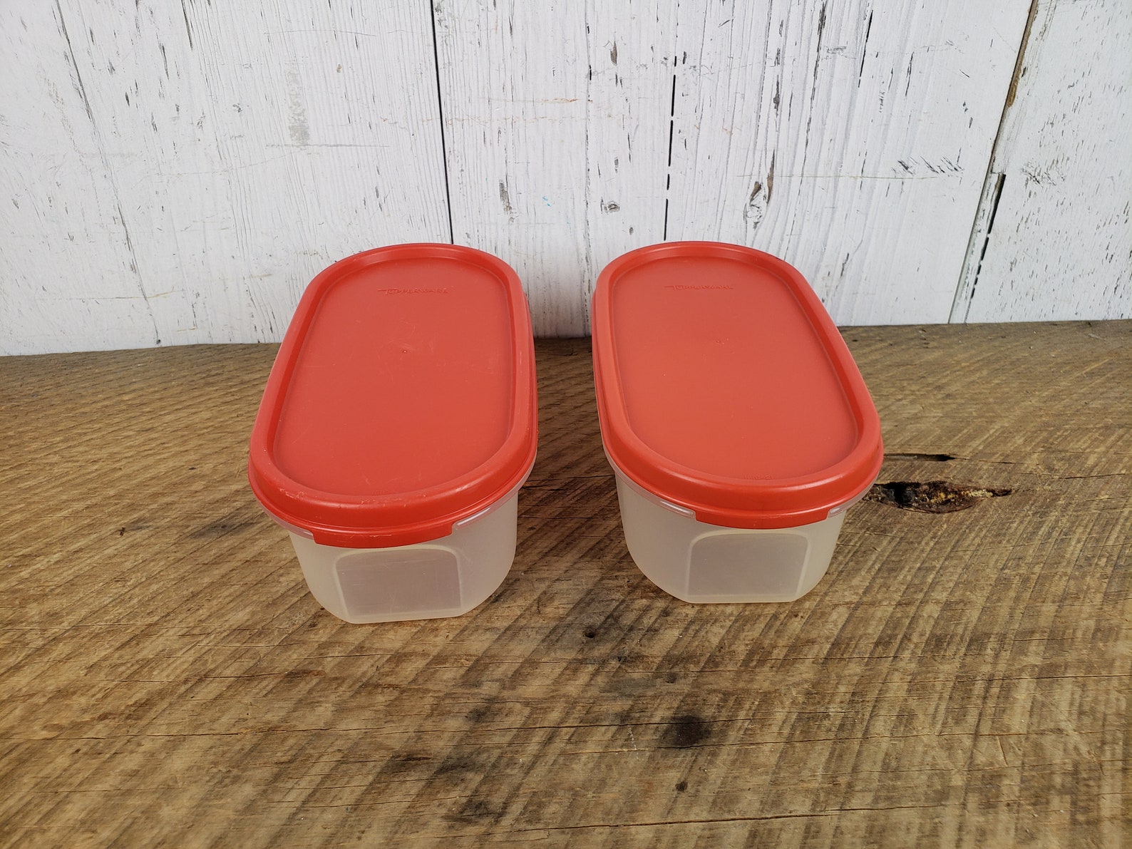 Vintage Set of 2 Tupperware Clear Bowls W/ Orange Lids Fridge - Etsy