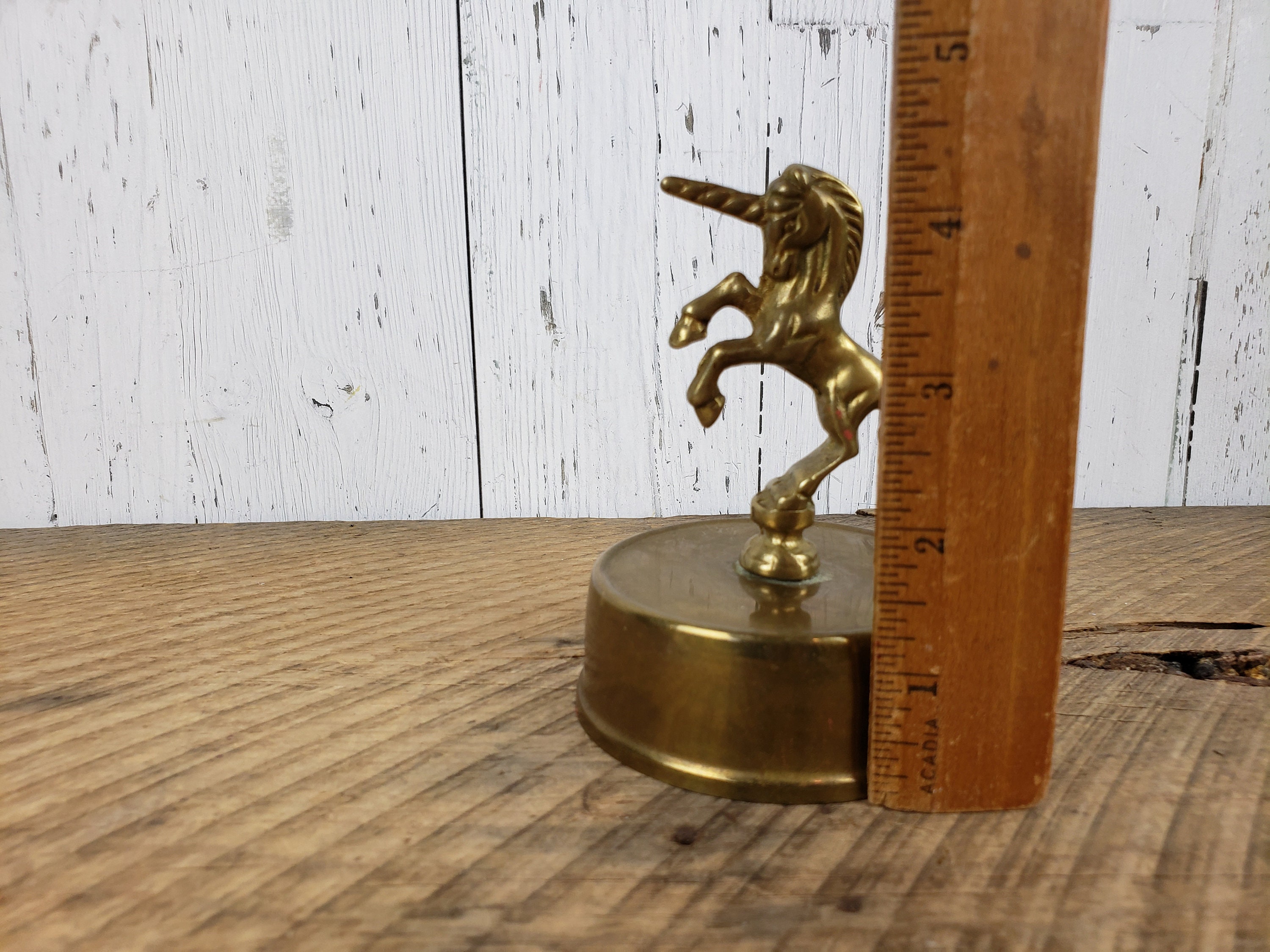 Art & Collectibles Vintage Brass Unicorn Statue on Pedestal Gold Metal ...