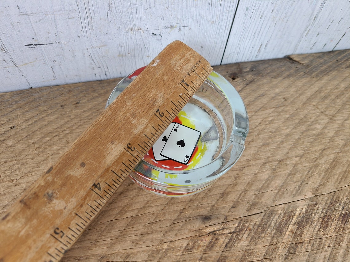 Vintage Round Glass Playing Card Ashtray Ace of Spades & Clubs | Etsy