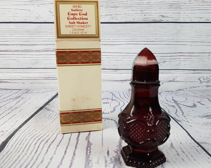 Vintage Avon Ruby Red Sweet Honesty Cologne Bottle Full Salt Shaker ...