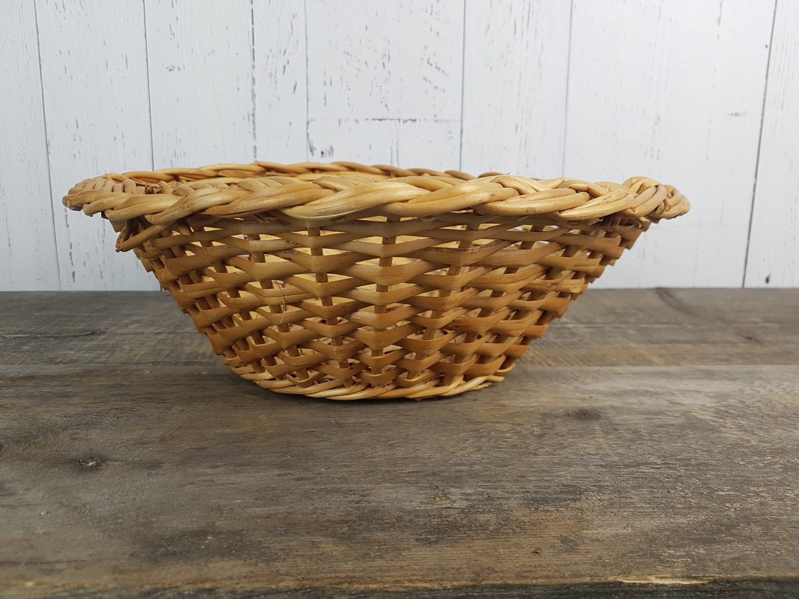 Vintage Rustic Wicker Rattan Basket 5 High X 13.5 | Etsy