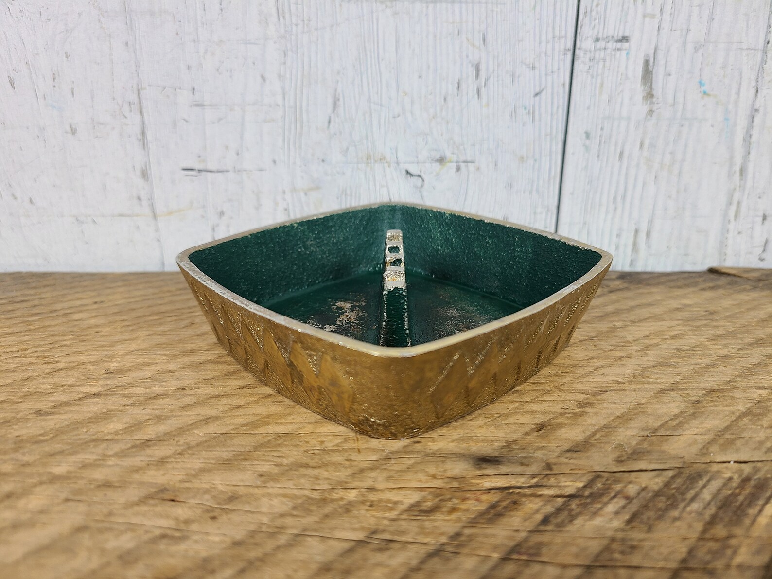 Vintage Green & Gold Metal Square Ashtray Mid Century Modern | Etsy