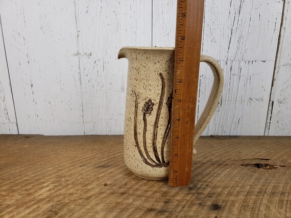 Decanters Barware Vintage Ceramic Pitcher 48 OZ Beige & Brown Floral ...