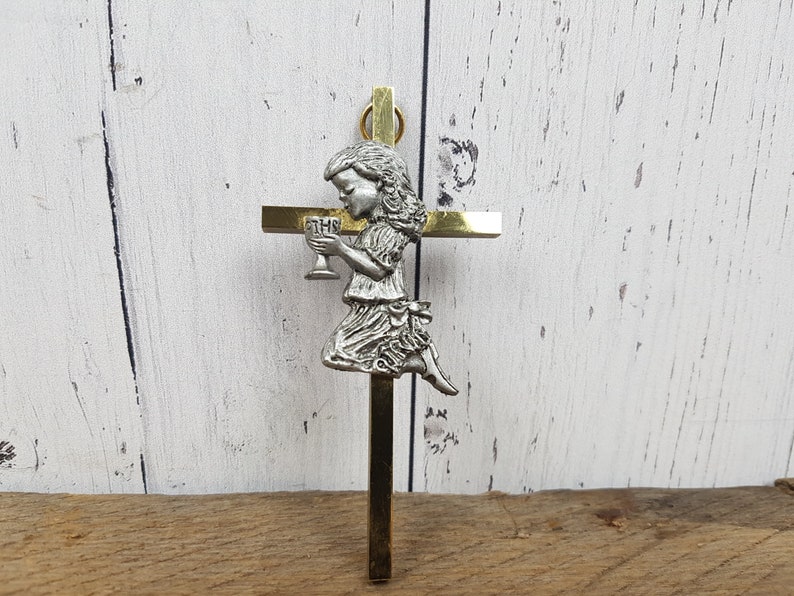 Vintage Brass Wall Crucifix Girl on Cross Gift for Child at - Etsy