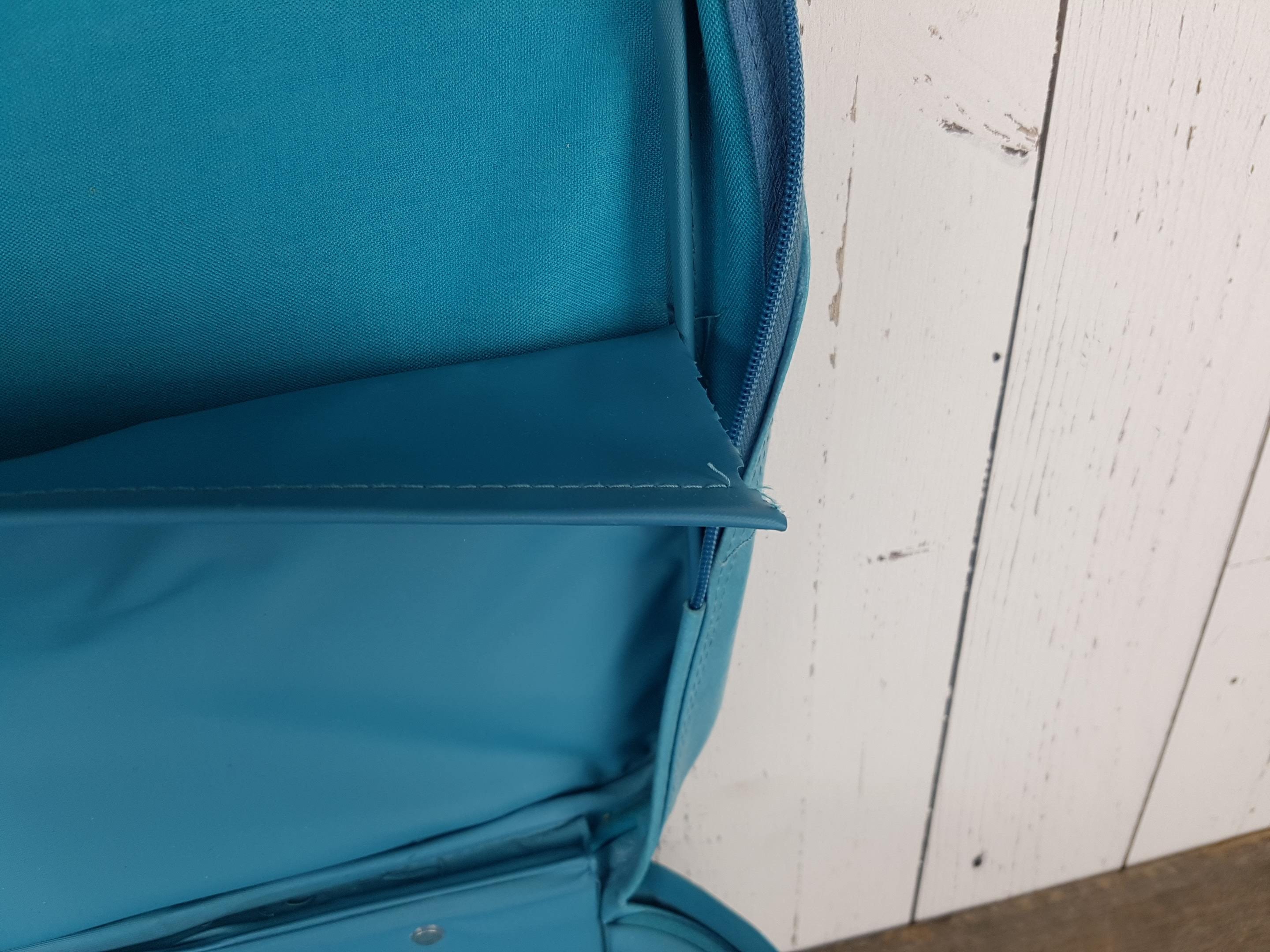 Vintage Blue Leather Suitcase Luggage Suitcase Travel Bag - Etsy