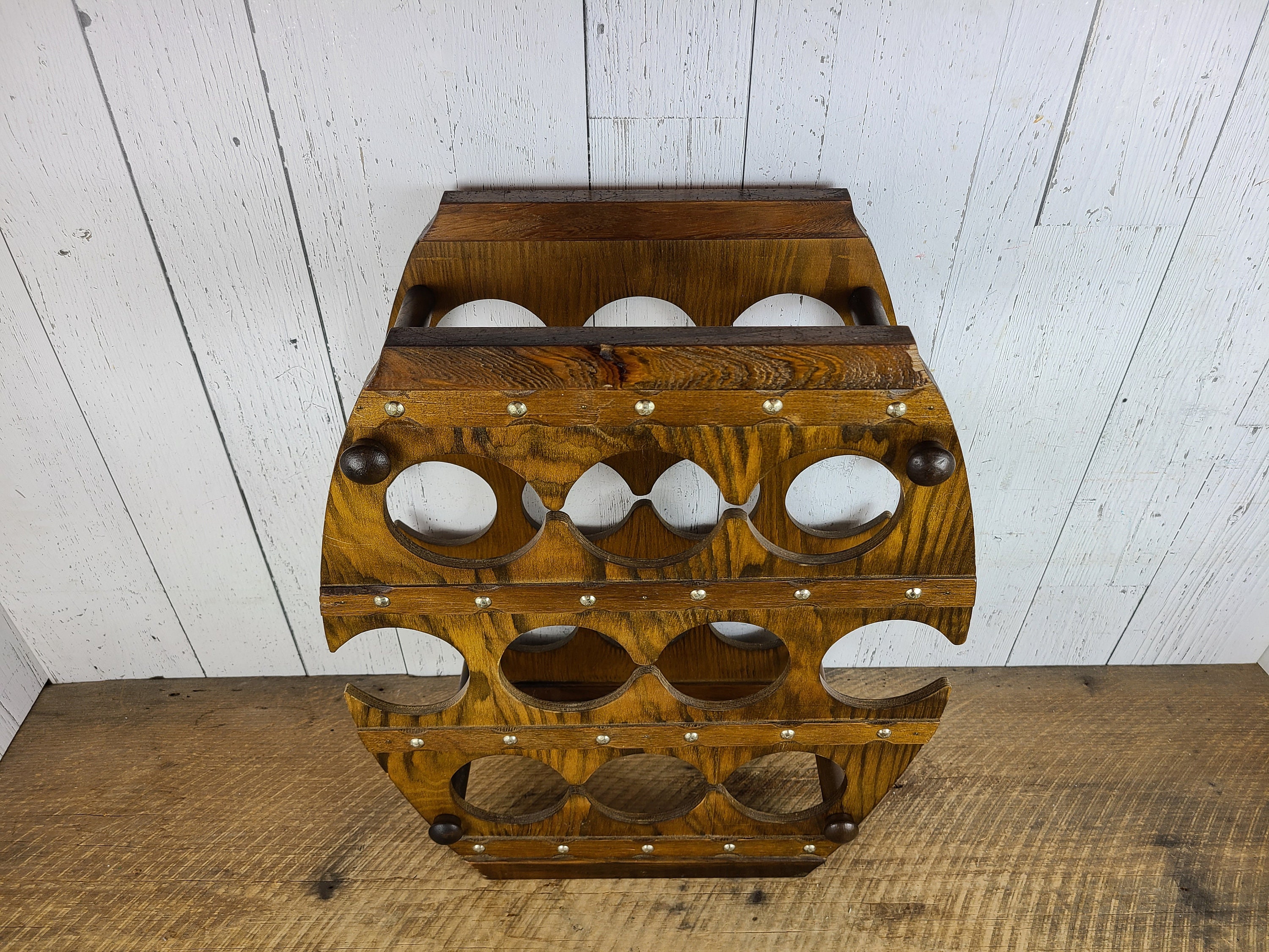 Vintage Barrell Shaped Wooden Wine Rack Wood Holder Mid - Etsy