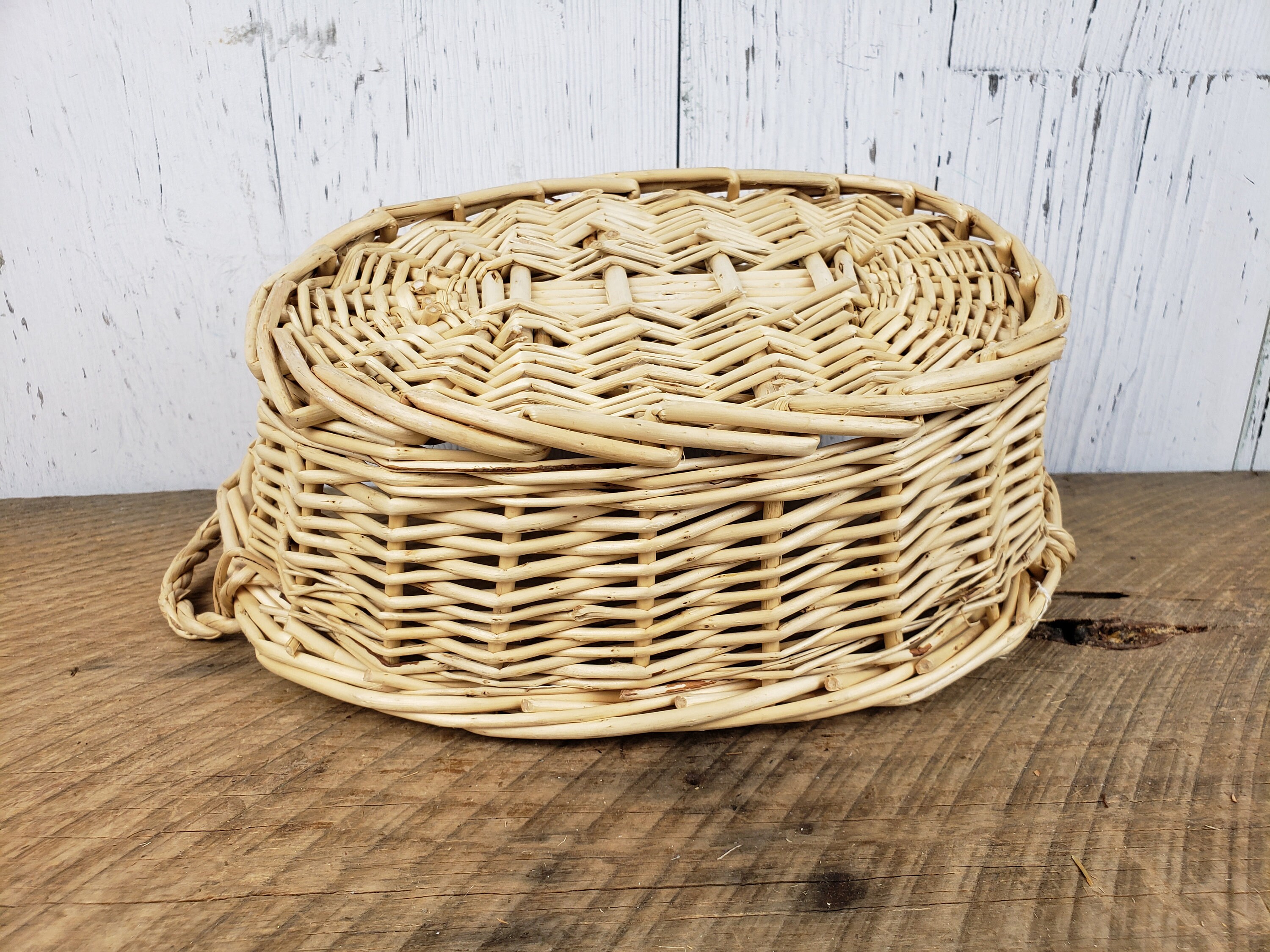 Vintage Rustic Rattan Basket 4 High x 10 Wide | Etsy