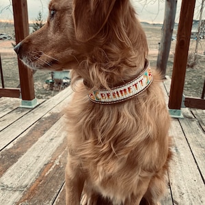 Custom Beaded Inlay Leather Dog Collar - Etsy