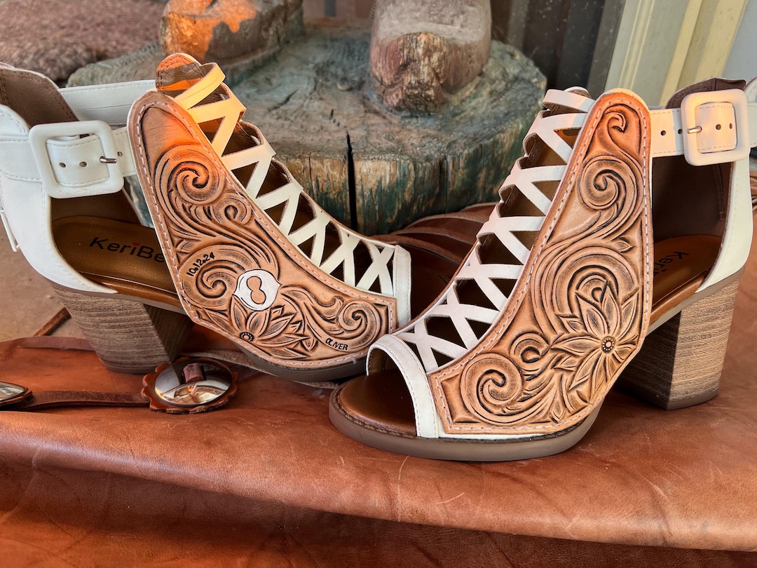 Custom Tooled Leather Heels - Etsy