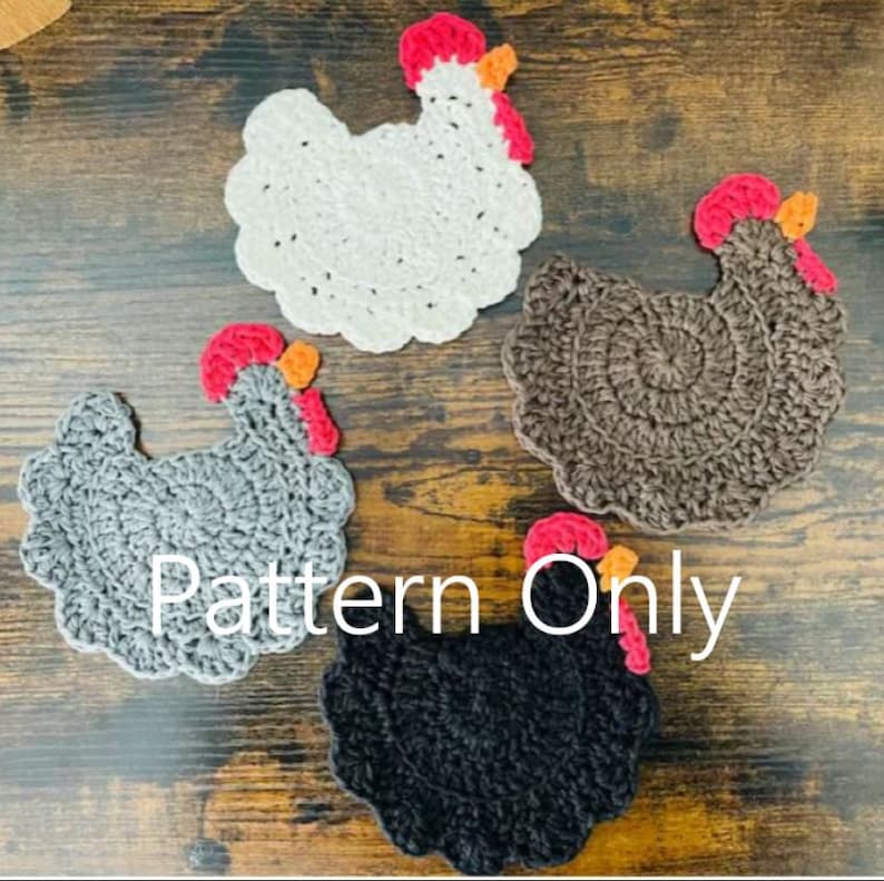 Pattern - Crochet Chicken Coaster Pattern - Crochet Pattern - Crochet ...