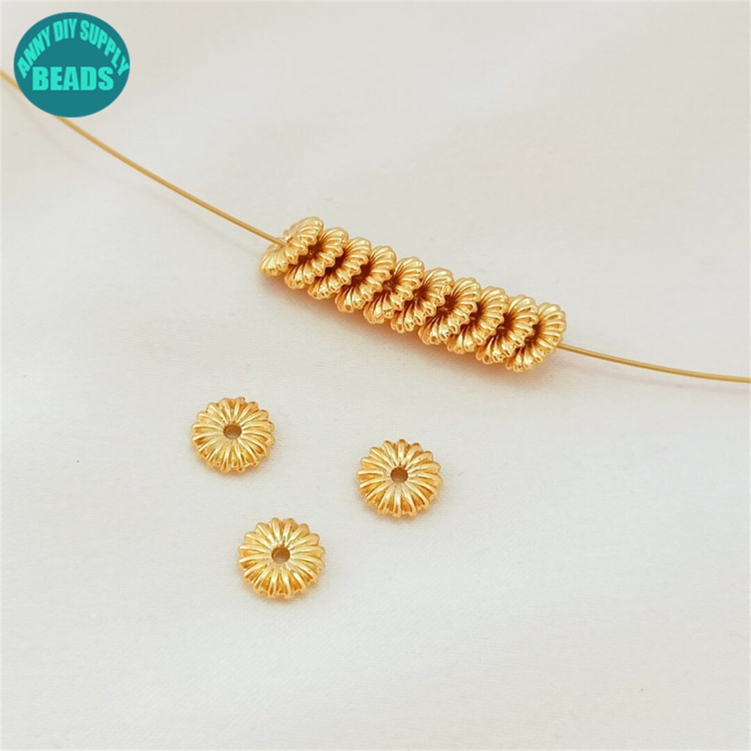 4/6/8mm 18K Matt Gold Plated Brass Spacer Beads,gold Plated Wheel Beads ...