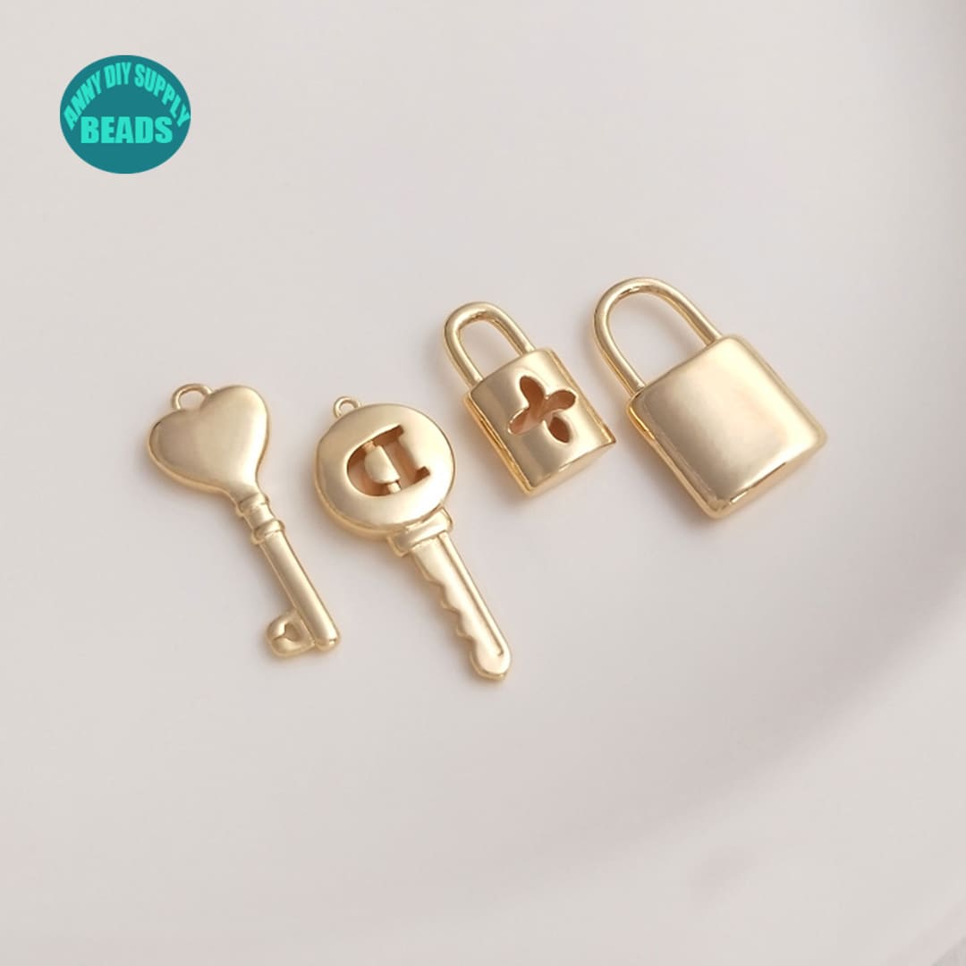1/10/20PCS 14K Real Gold Plated Lock Pendant,necklace Pendant,gold ...