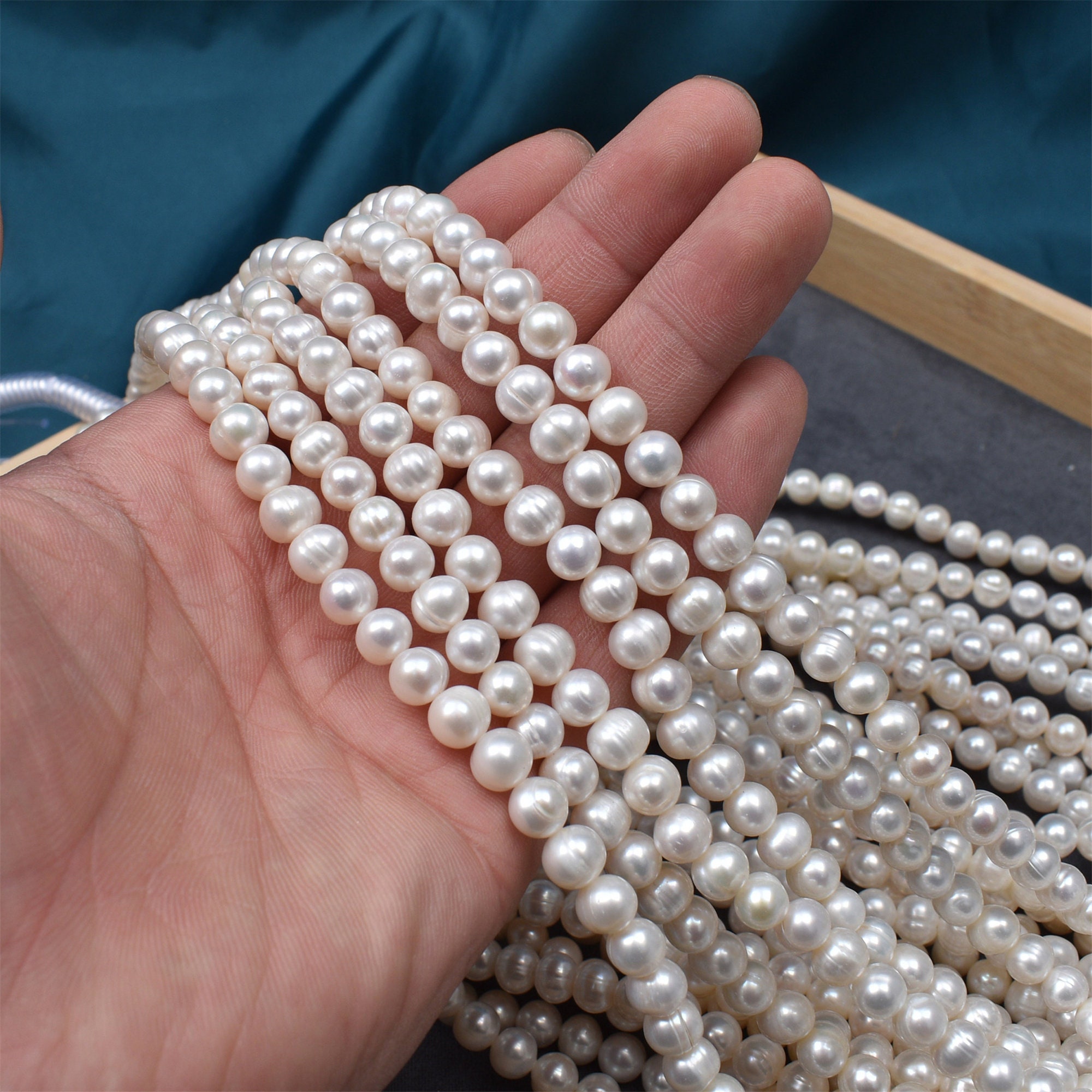 6-7mm Freshwater Pearl,circle Round Pearl Beads,natural Pearl Beadsfull ...