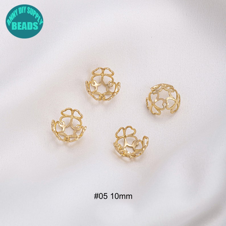 14K Real Gold Plated Hollow Out Bead Caps,flower Bead Caps,gold Bead ...
