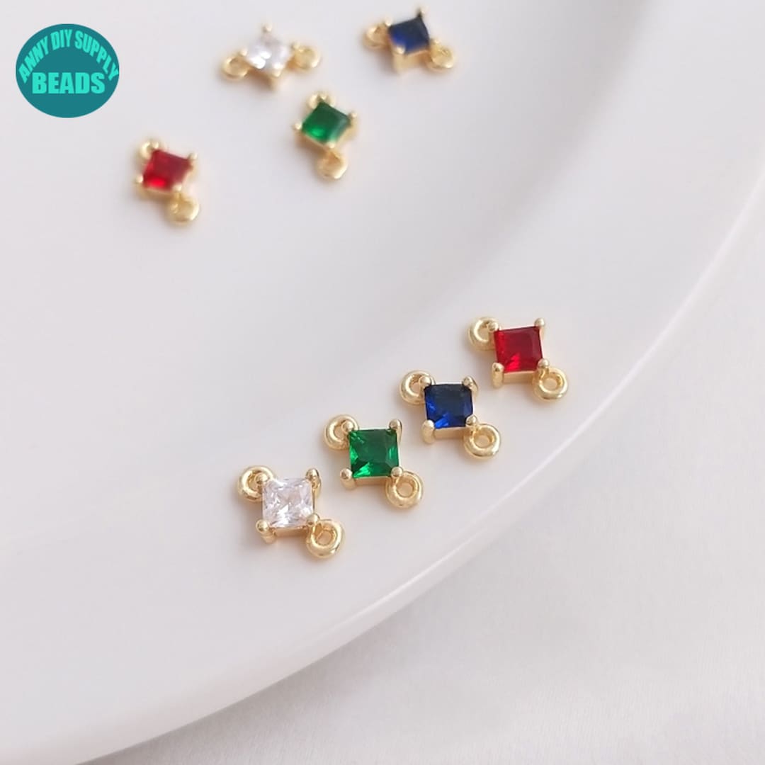 1/2/10/20PCS 14K Real Gold Plated CZ Connector,colorful CZ Connector ...
