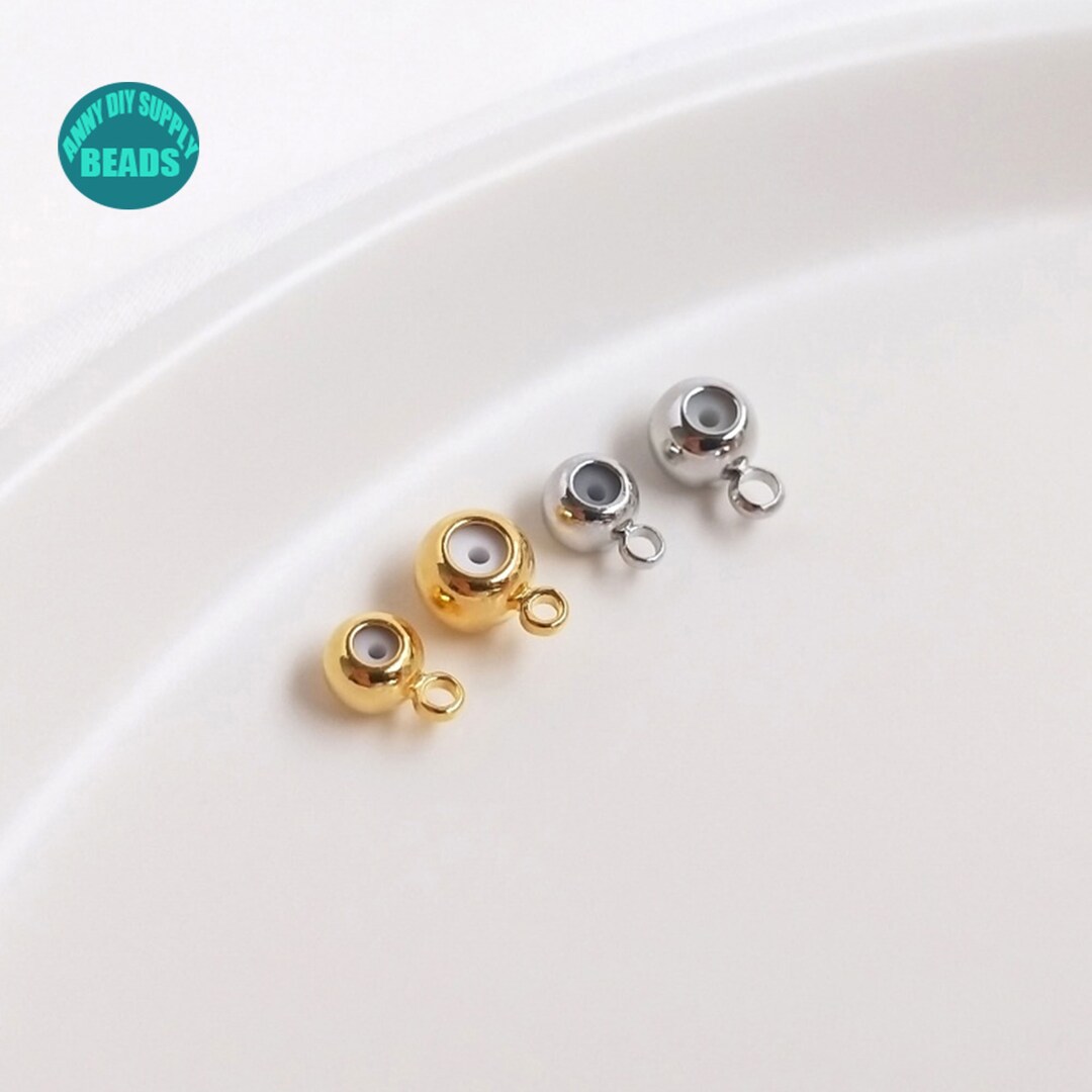 10/20/50PCS Sliding Adjustable Rubber Stopper Beads With Rings,gold ...