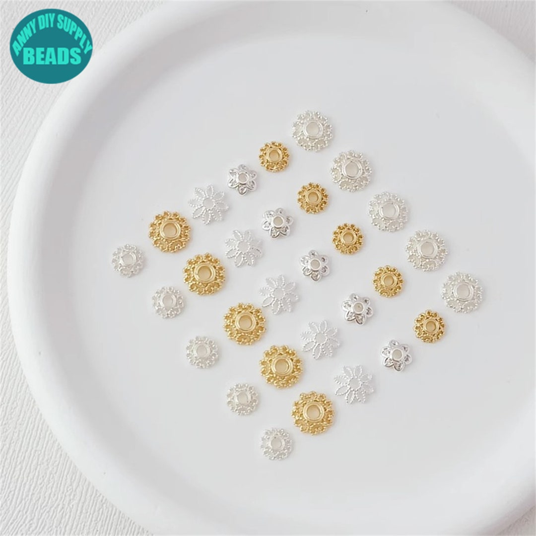 14k Real Gold Plated Brass Bead Caps,silver Plated Bead Caps,flower ...