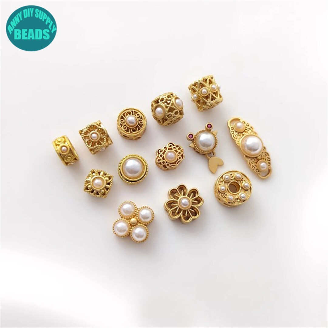 18K Real Matt Gold Plated Brass Beads,hollow Out Beads,flower Beads ...