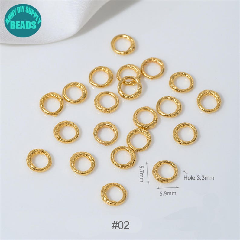 6-8mm 18K Matte Gold Plated Closed Ring Connector,hammered,twisted ...