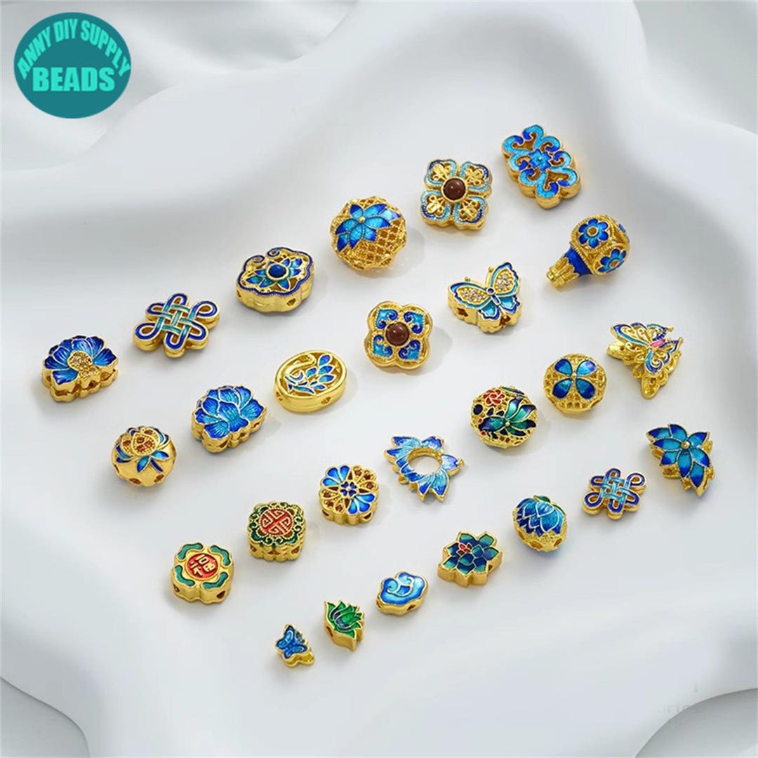 18K Gold Plated Brass Beads,cloisonne Beads,lotus Beads,gold Plated ...