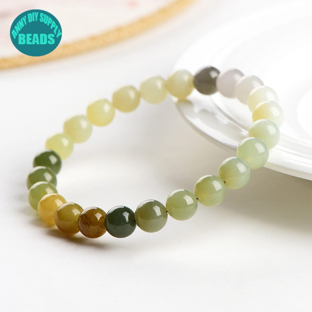 Genuine Natural Mixed Color Jade Beads,jade Bracelet,gift for Mum,6mm ...
