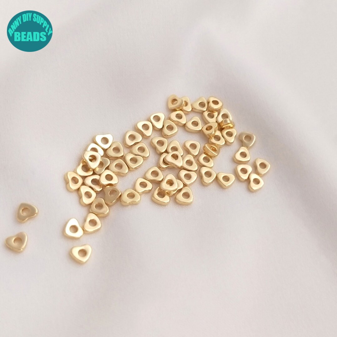 3mm 14K Real Gold Plated Tiny Beads,small Beads,tiny Heart Beads - Etsy