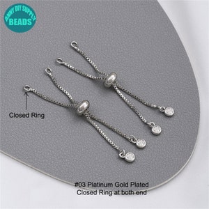 6CM 14K Gold Plated Brass Sliding Adjustable Chain, Bracelet Extension ...