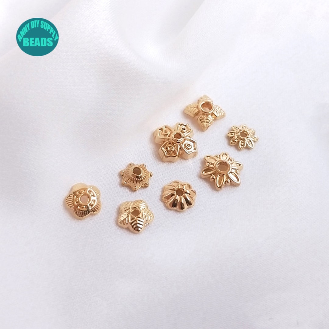 14K Gold Plated Brass Bead Caps: Jewelry Making Supplies - Etsy