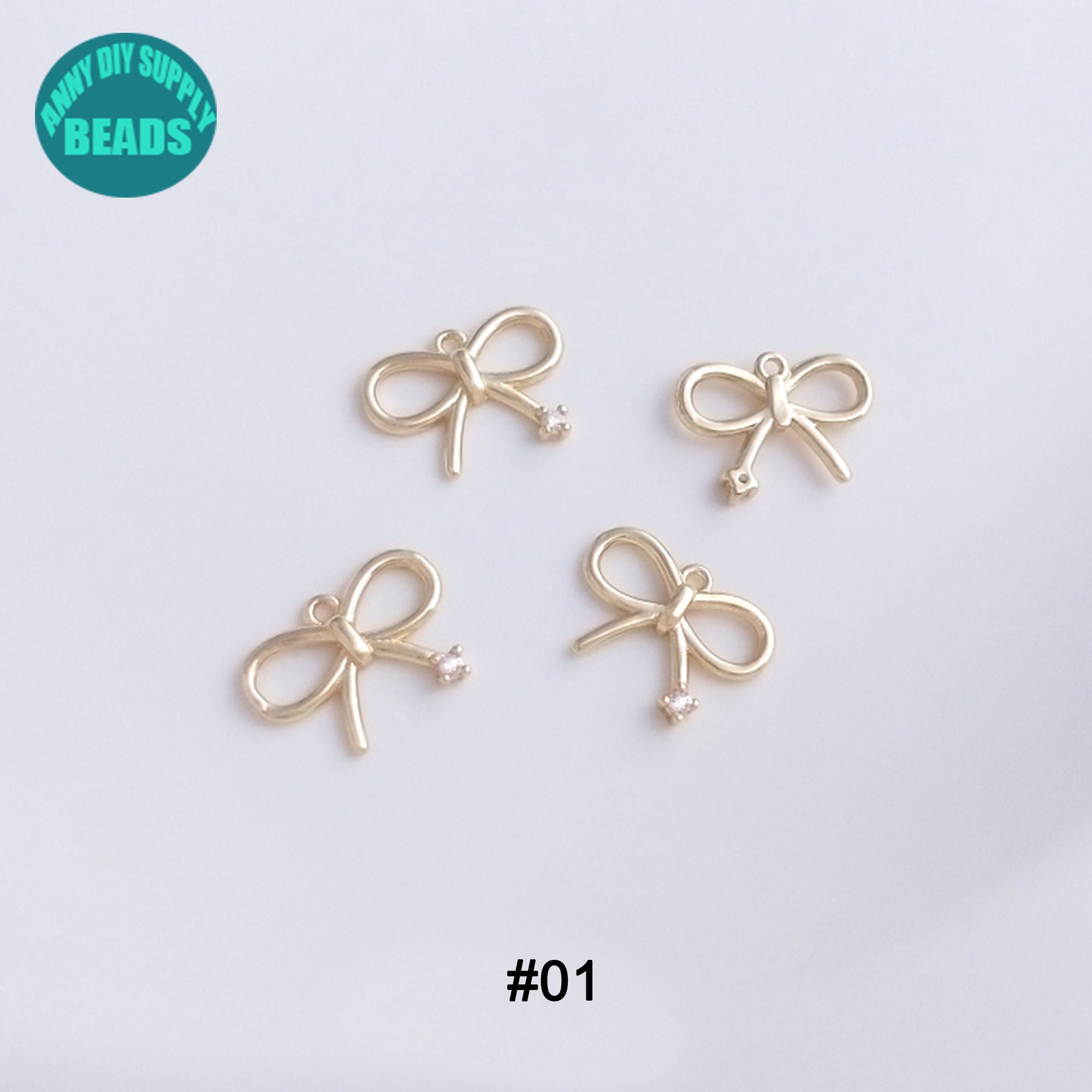 14K Gold Plated Brass Bow Connector,earring Connector,bow Charm Pendant ...