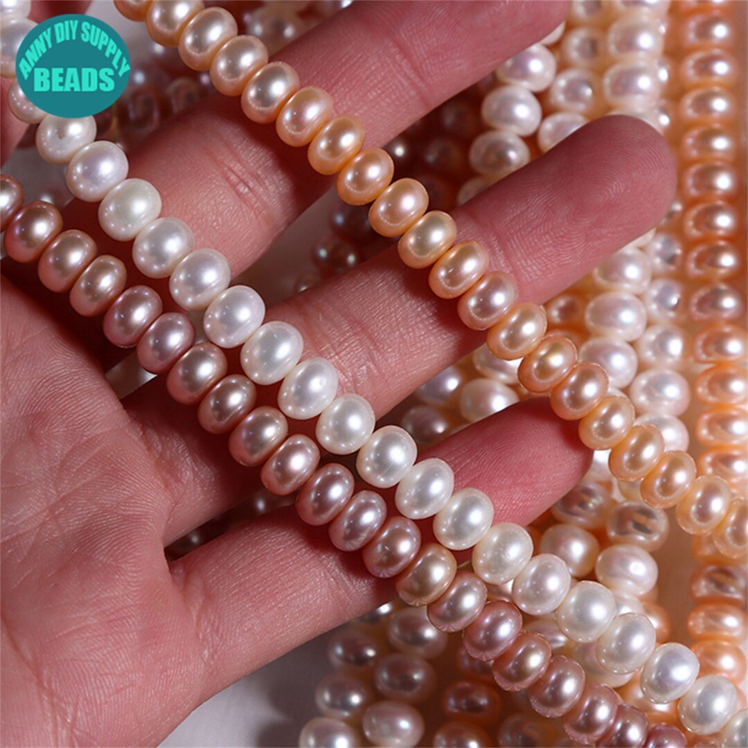 7-8mm Button Pearl Beads,freshwater Pearls,pearl Beads,pearl Strand ...