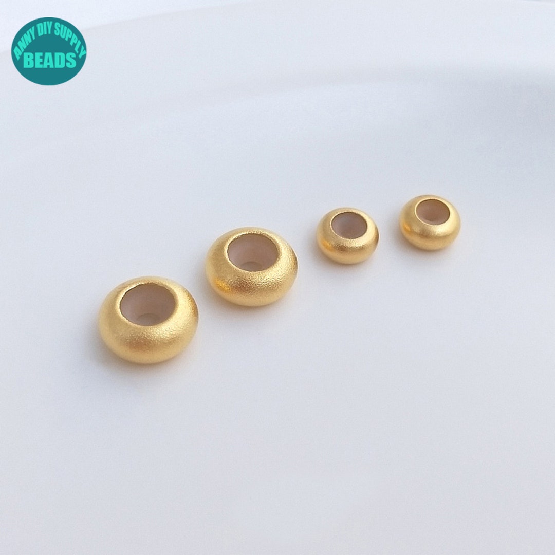 4/5/6/7/8mm 18K Matt Gold Sliding Adjustable Rondelle Rubber Stopper ...