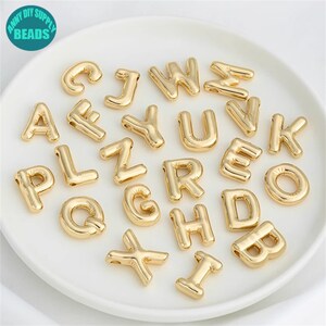 16x20mm 14k Gold Plated Brass Big Letter Beads,balloon Letter Charms ...