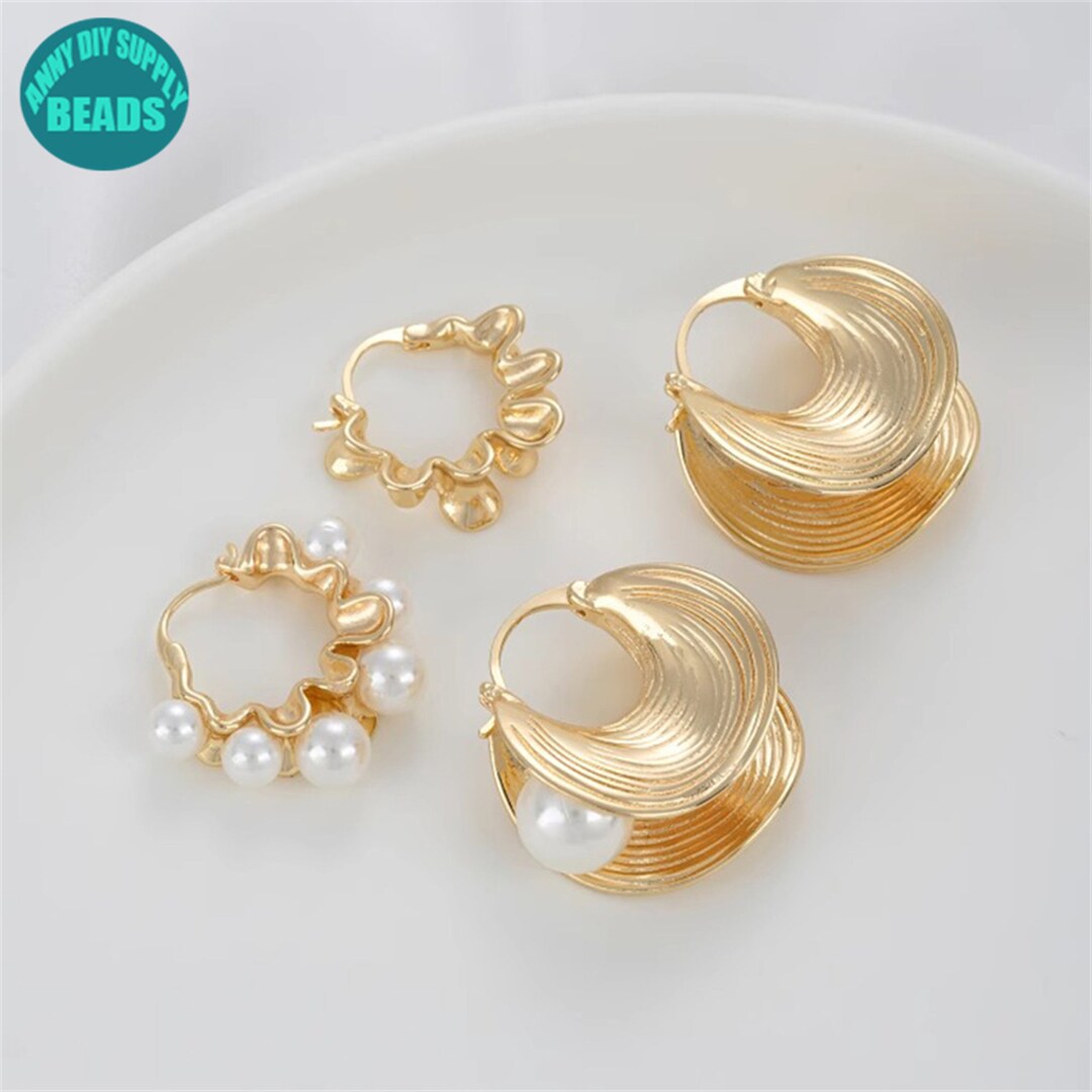 14k Gold Plated Brass Earring Circle Loop,wave Earring Loop,circle ...