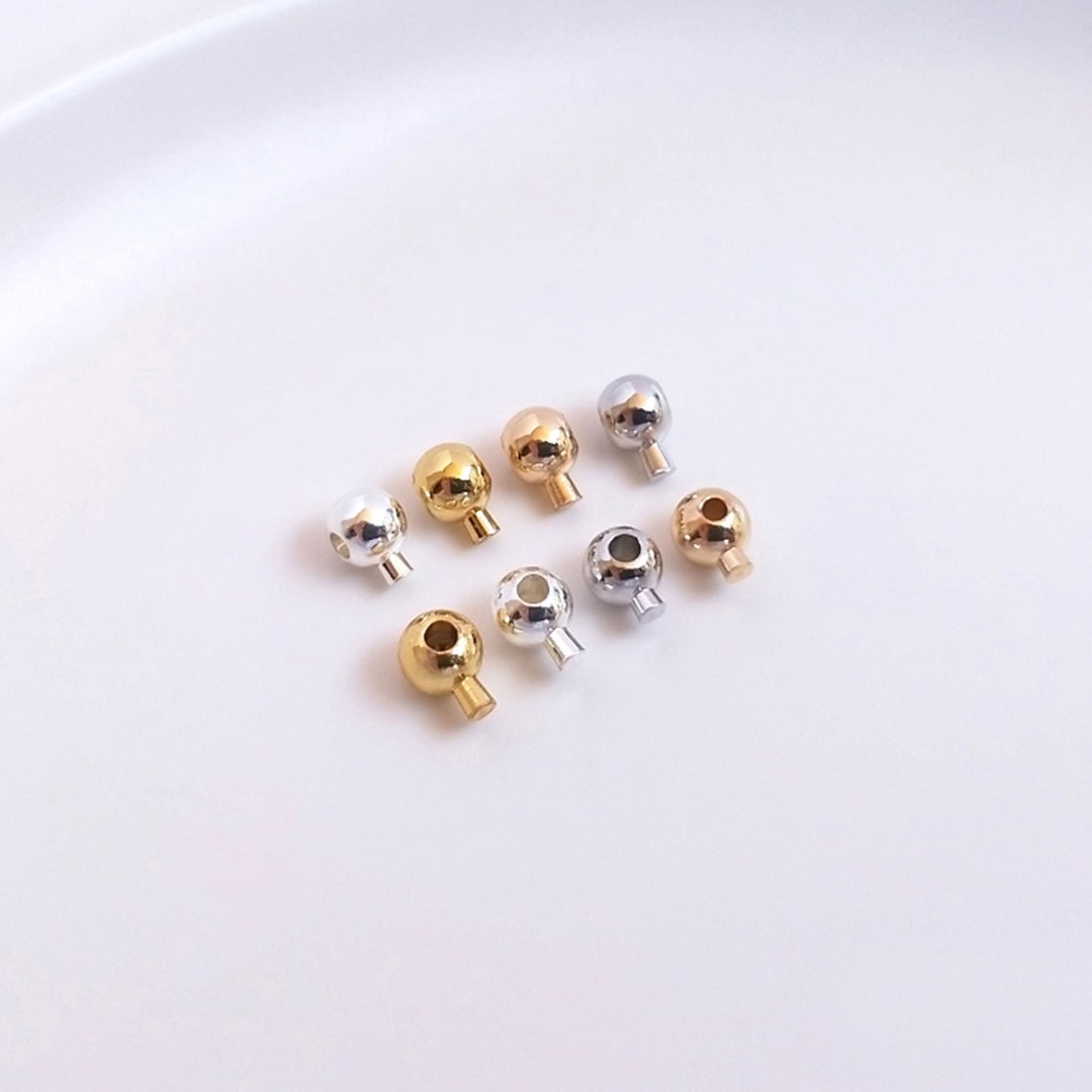 4/10/20/50PCS 14K Gold Plated Brass Round Crimp End Beads,3.5mm Ball ...