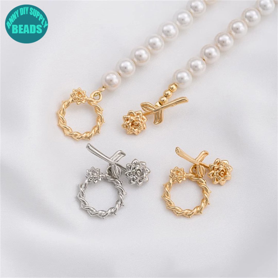 14k Gold Plated Brass Toggle Clasp,rose Flower Clasp,ot Clasp,gold ...